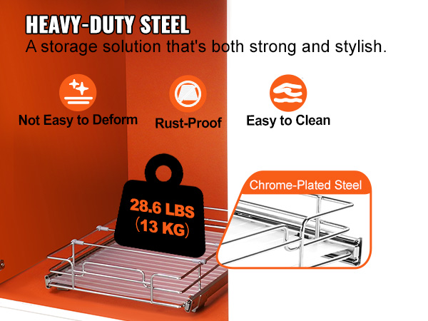 VEVOR 12"W x 17"D Pull Out Cabinet Organizer, Heavy Duty Slide Out ...