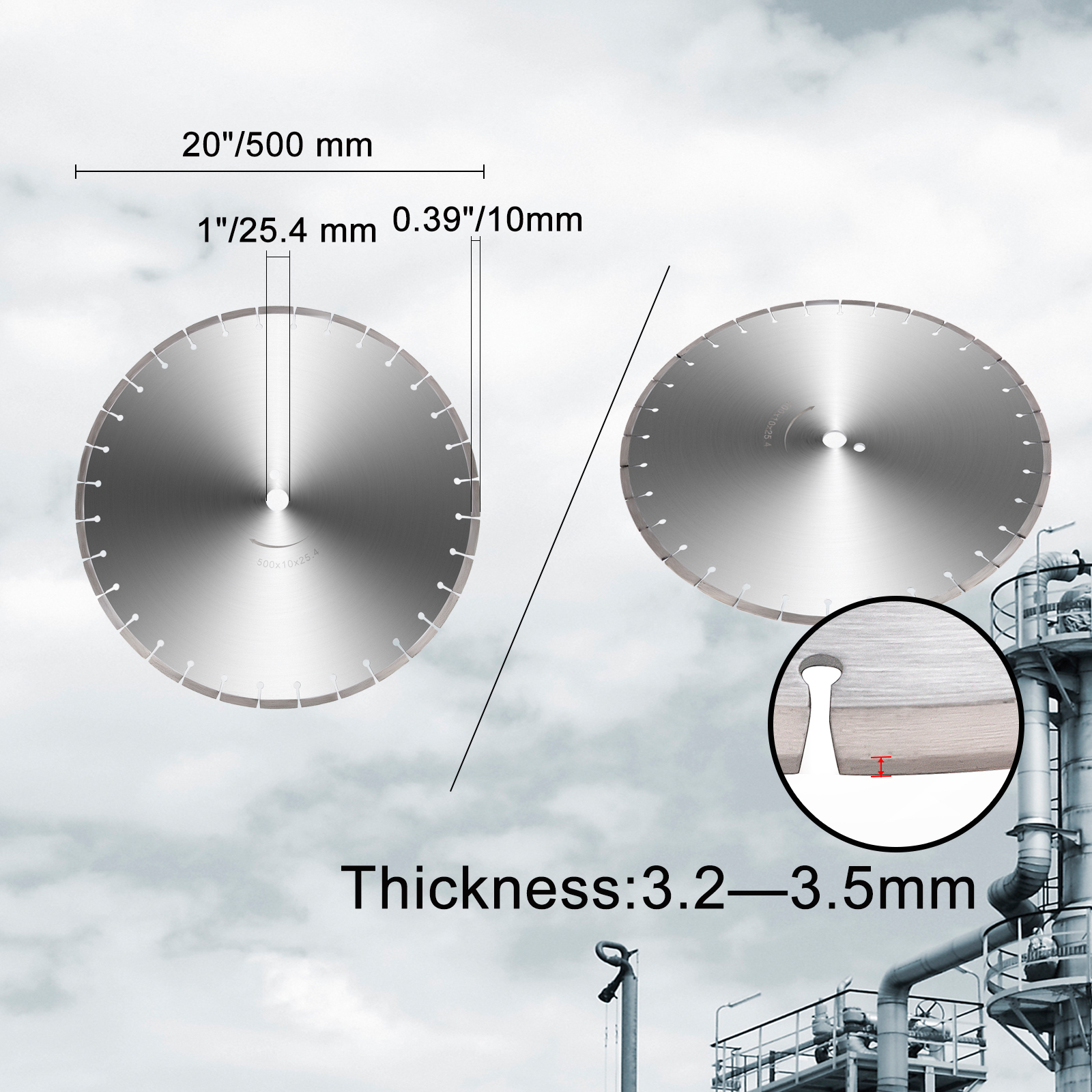 VEVOR Diamond Blade 20\'\' Stone Saw Blade 1 PCS Angle Grinder Diamond ...