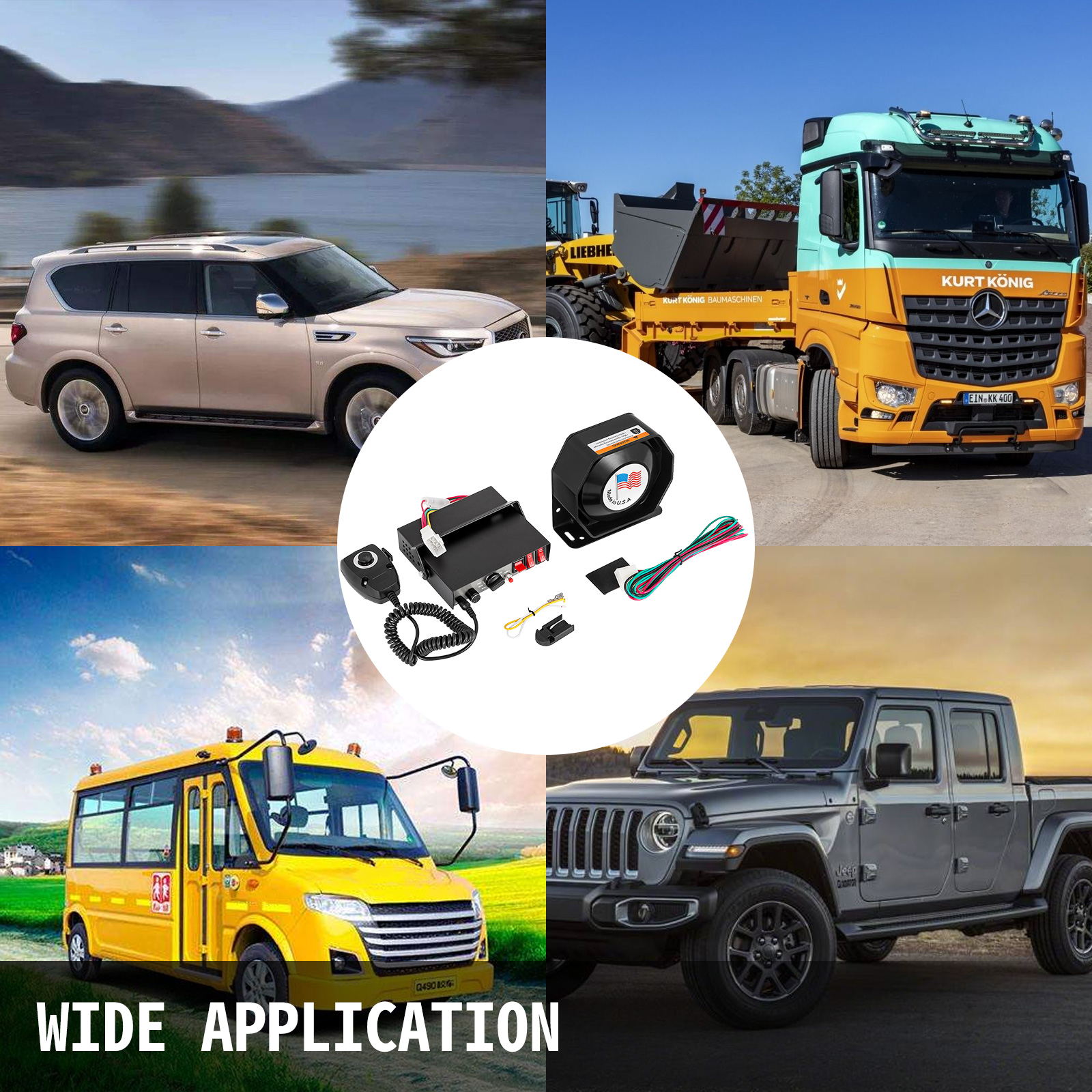 200W 9 Sound Loud Car Warning Alarm Fire Horn PA Speaker MIC System ...