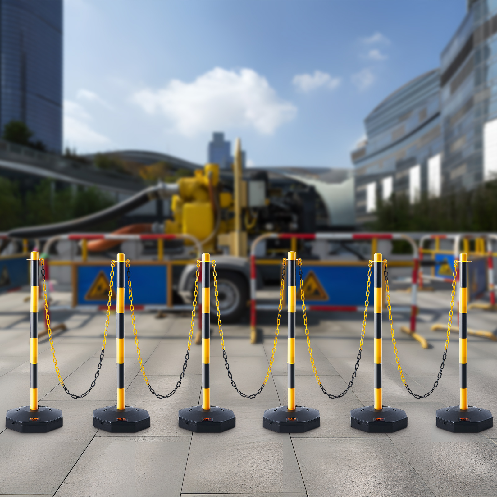 VEVOR 2/4/6PCs Traffic Delineator Post Cones with Fillable Base 8/6.6FT ...