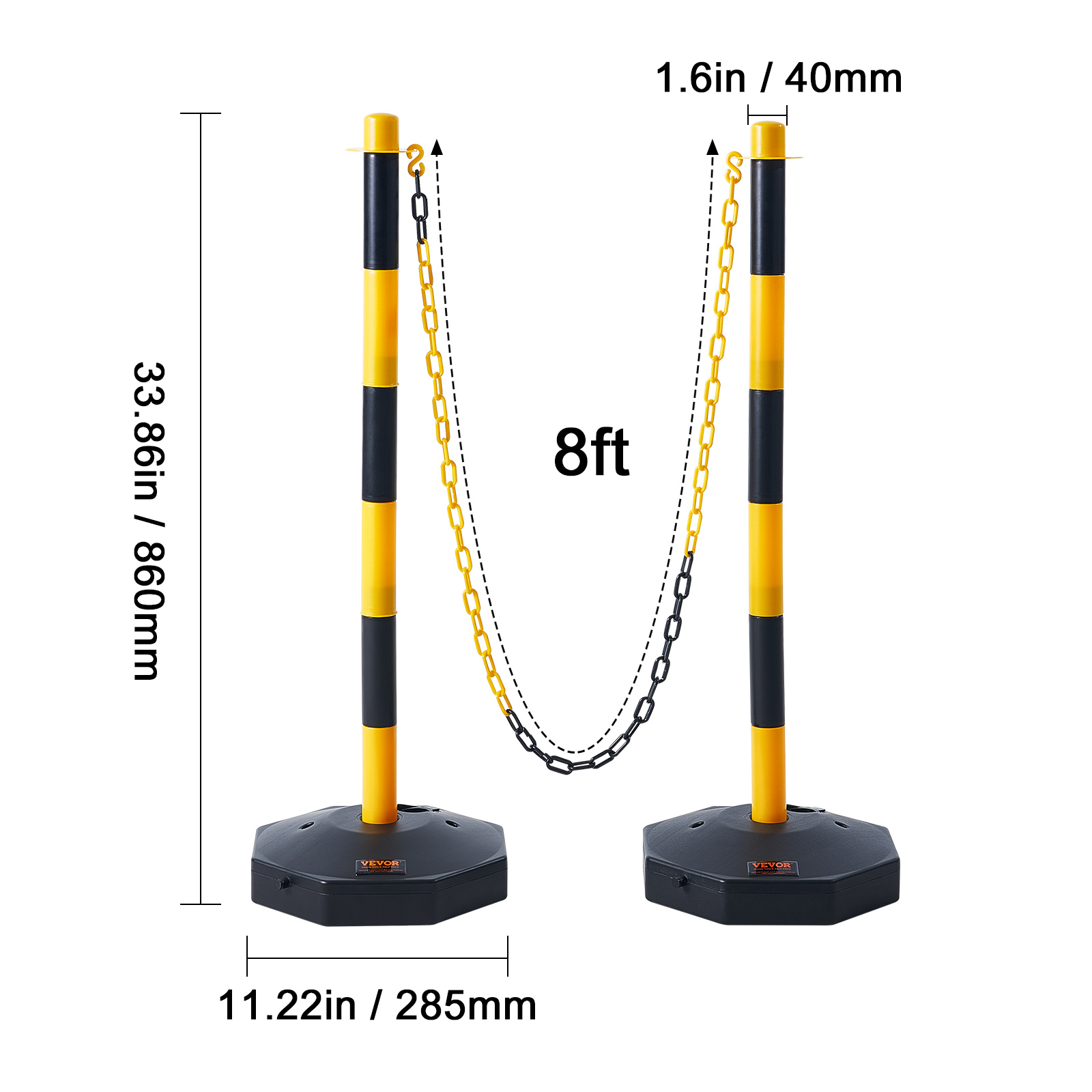 VEVOR Adjustable Traffic Delineator Post Cones, 4 Pack, Traffic Safety ...