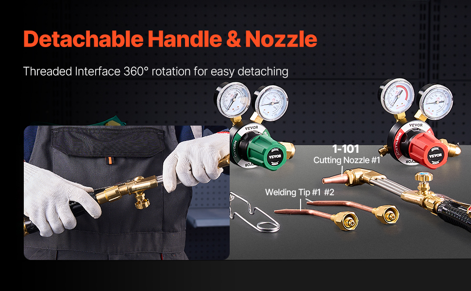 VEVOR Oxygen Acetylene Torch Kit 12PCS Gas Welding Cutting Torch Kit ...