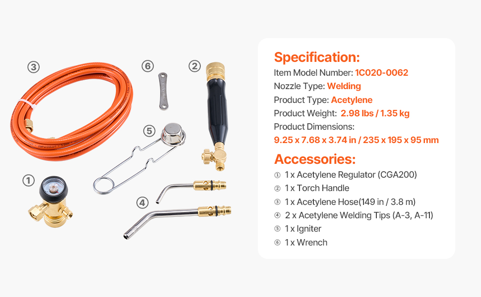 Air Acetylene Torch Kit Gas Torch and Welding Kit W/ Hose Regulator ...