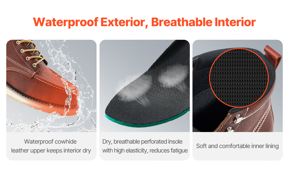 Steel Toe Work Boots US Size 12 Waterproof Moc Toe for Men Slip ...