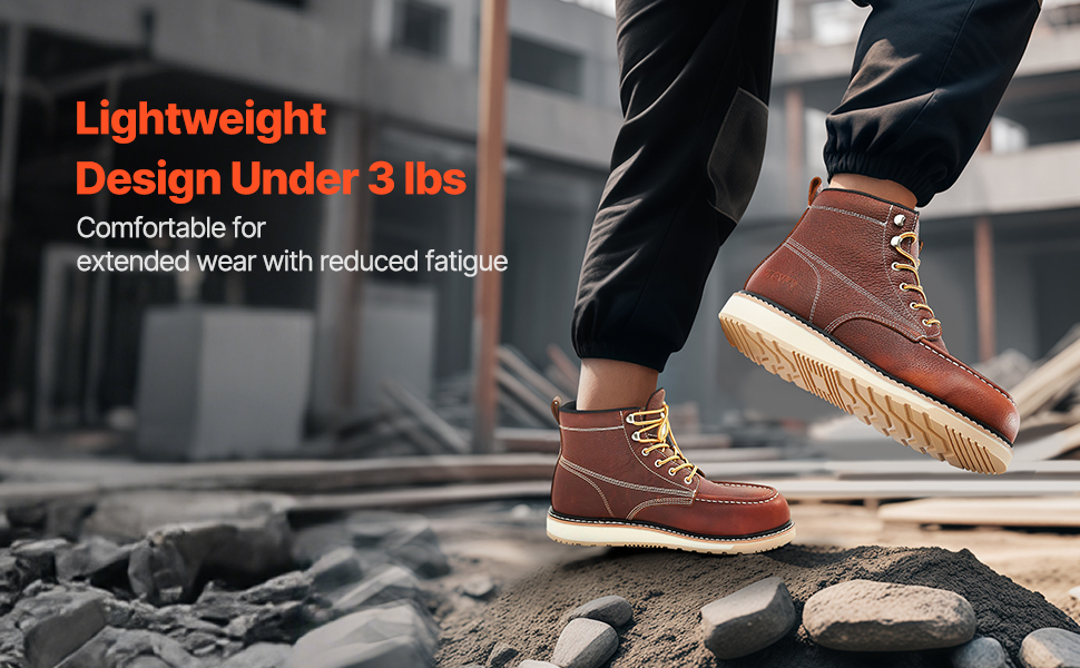 Steel Toe Work Boots US Size 12 Waterproof Moc Toe for Men Slip ...