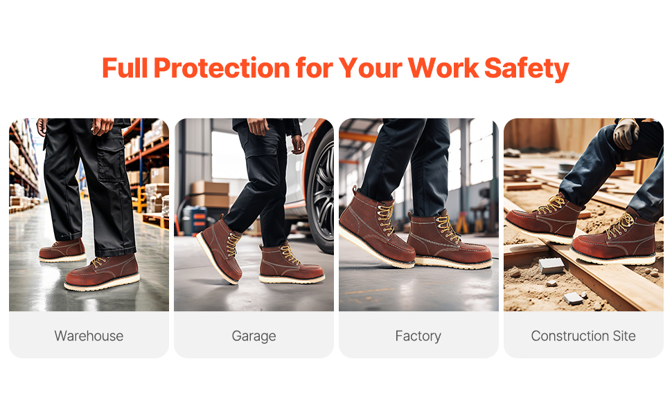 Steel Toe Work Boots US Size 11 Waterproof Moc Toe for Men Slip ...