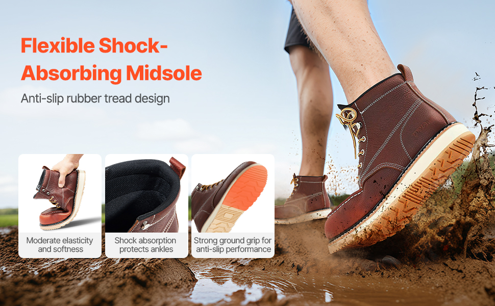 Steel Toe Work Boots US Size 8 Waterproof Moc Toe for Men Slip ...