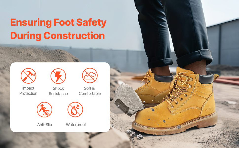 Steel Toe Work Boots US Size 10 Waterproof for Men Slip-Resistant ...