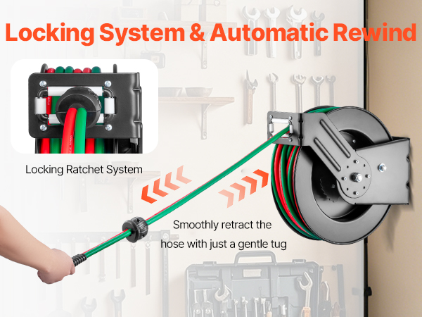 Retractable Welding Hose Reel 1/4 in x 50FT Oxygen Acetylene Rubber ...