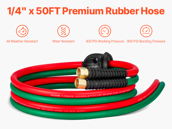 Retractable Welding Hose Reel 1/4 in x 50FT Oxygen Acetylene Rubber ...