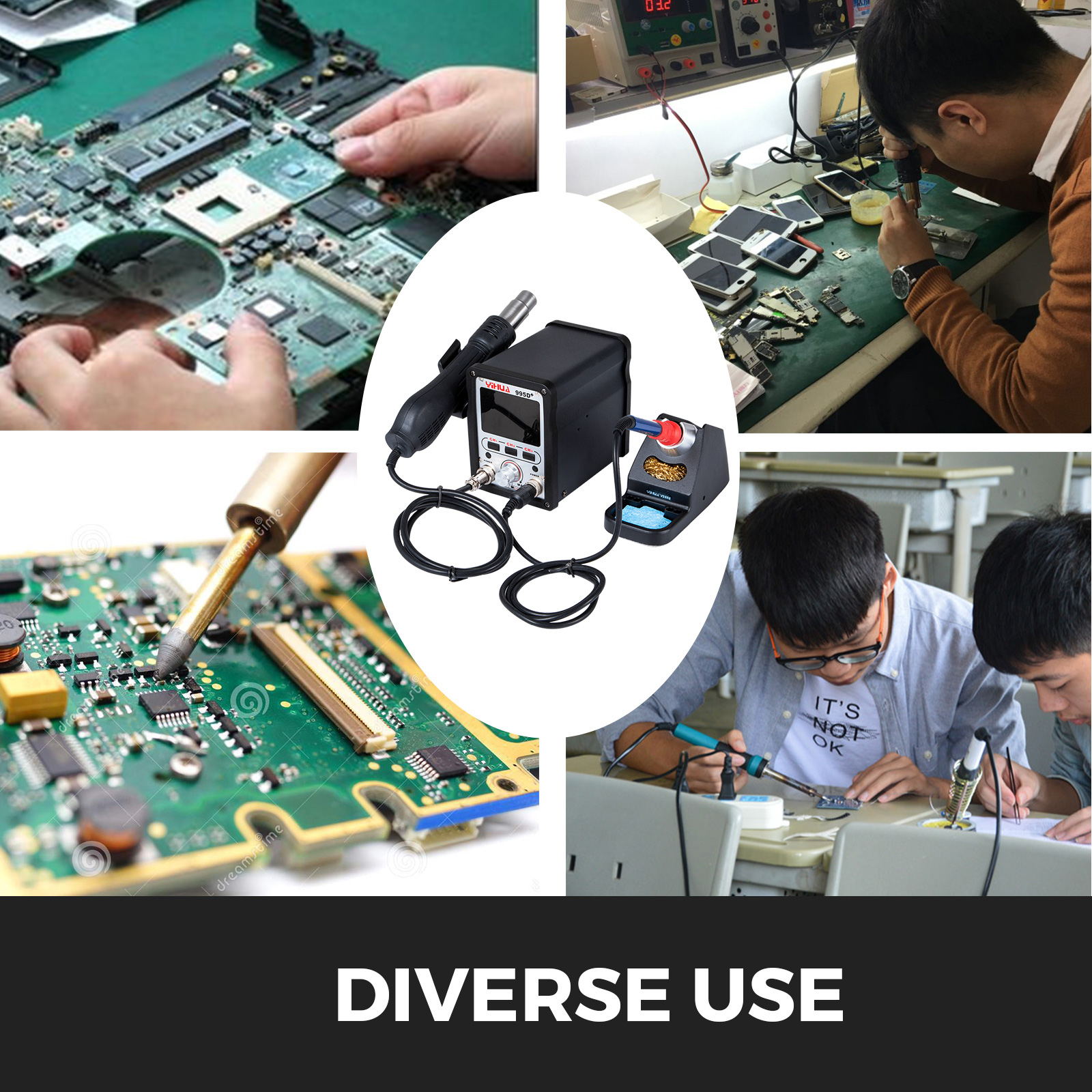 995d+ Hot Air Desoldering Soldering Iron Station 2-in-1 Rework Station ...