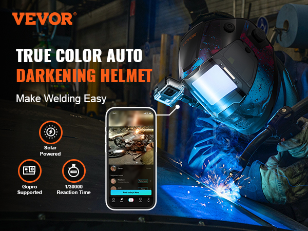 VEVOR Large View Auto Darkening Welding Helmet Arc Tig Mig Grinding ...