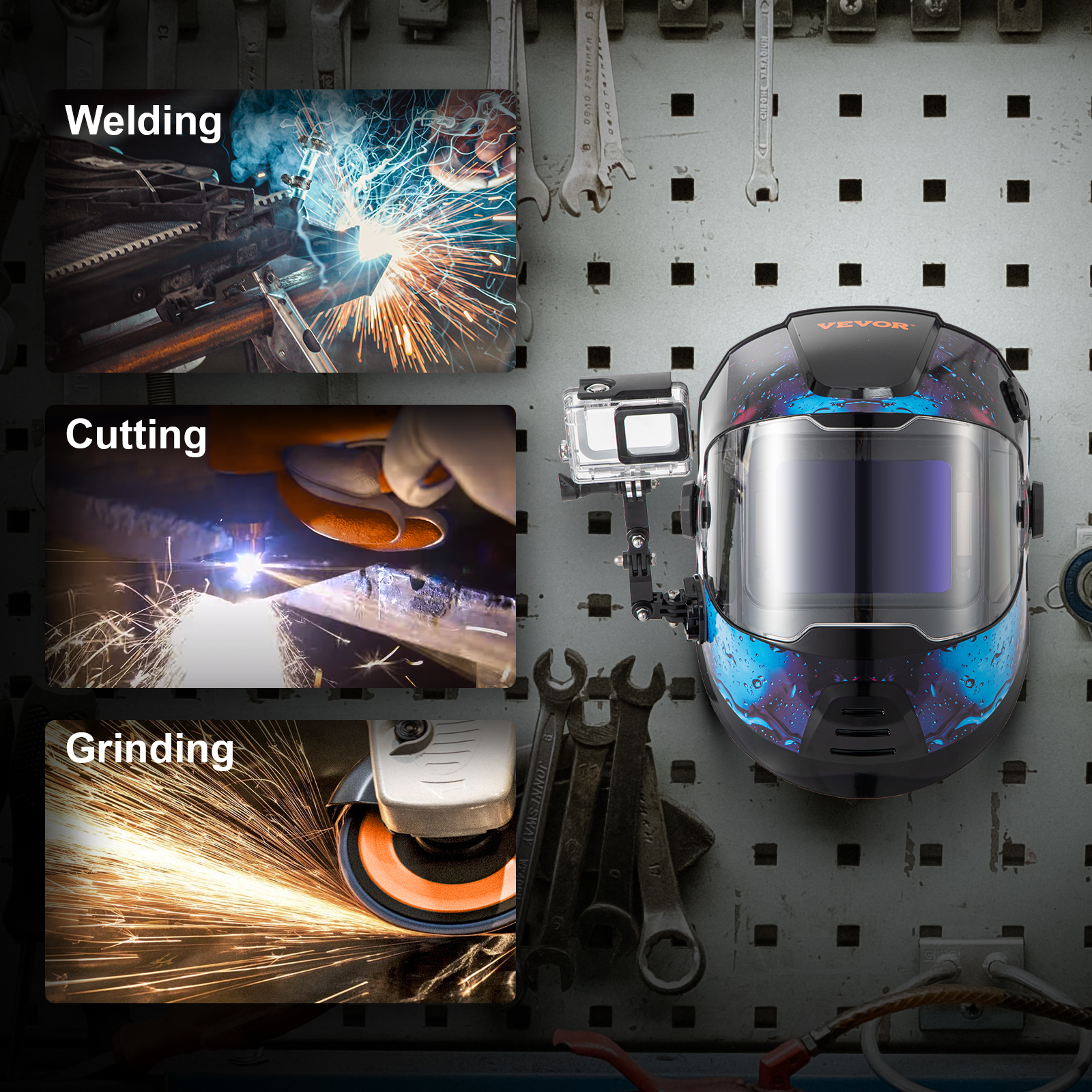 VEVOR Welding Helmet Auto Darkening Large Viewing with Side View 4.25 ...