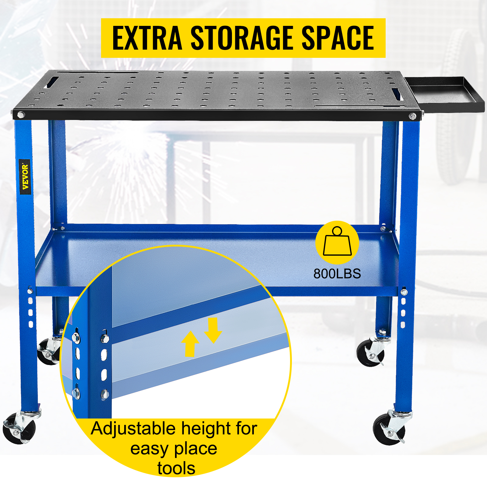 VEVOR Portable Welding Table, 18" x 36" Spacious Table Top and 0.11 ...