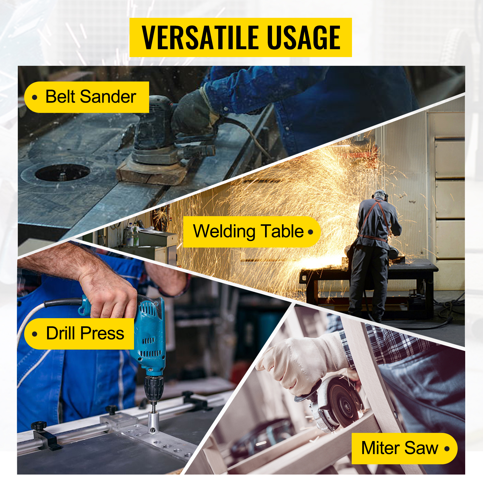 VEVOR Adjustable Workbench Steel Work Table 18" x 36" Steel Workbench w ...