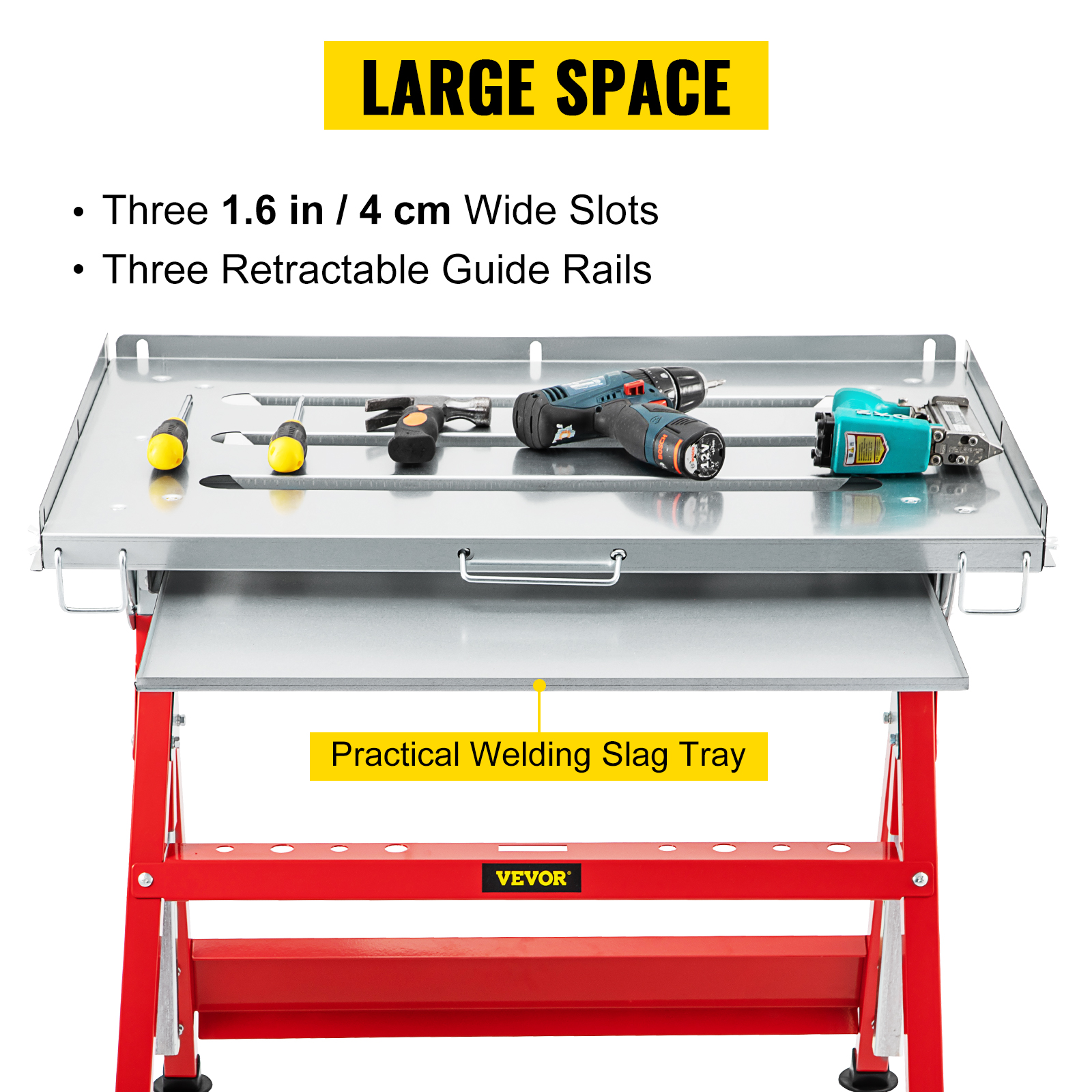 VEVOR Welding Table, 36" x 24", Steel Industrial Workbench w/ 400lbs ...