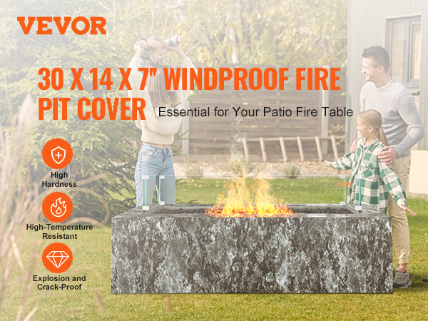 VEVOR Glass Wind Guard for Rectangular Fire Pit Table 30 x 14 x 7.5 ...