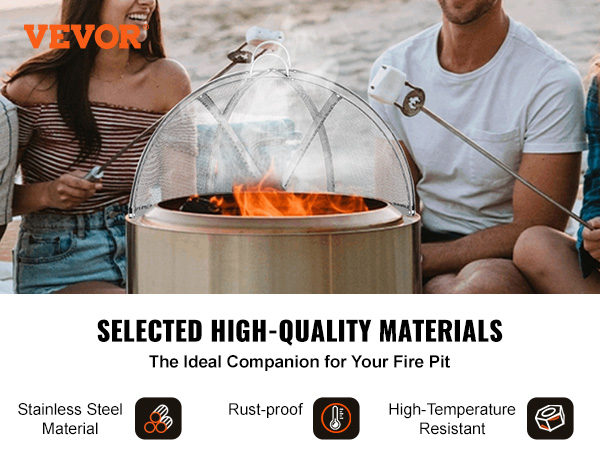 VEVOR Firepit Spark Screen Lid, 30" Diameter, Outdoor Firepit Ring ...