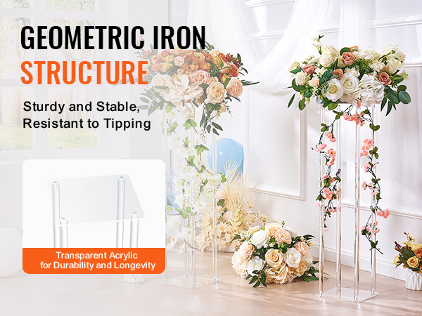 VEVOR 2PCS 31.5inch/80cm High Wedding Flower Stand, With Acrylic ...