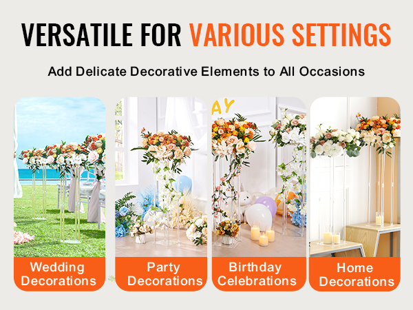 VEVOR 2PCS 31.5inch High Wedding Flower Stand, With Acrylic Laminate ...