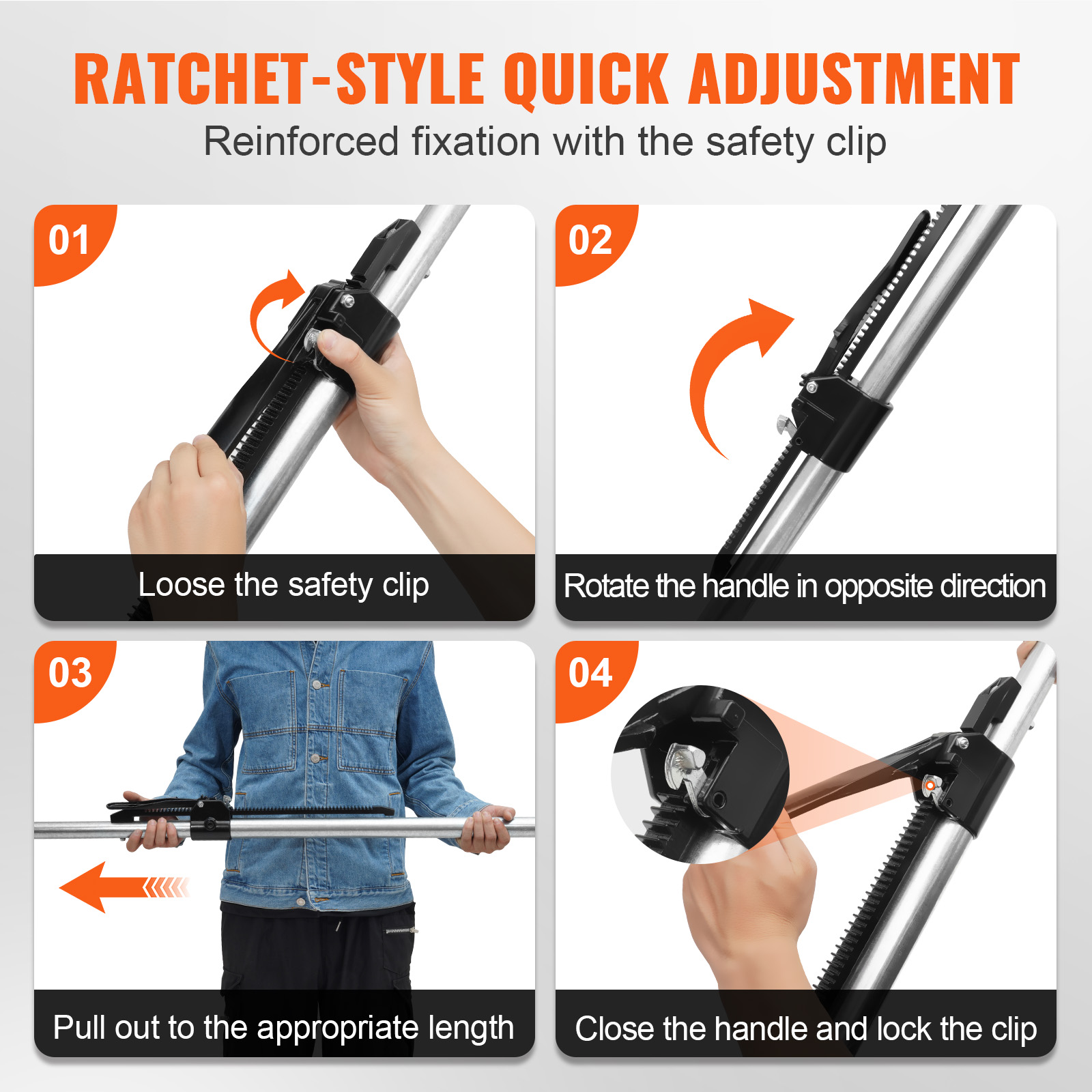 VEVOR Telescopic Adjustable Cargo Restraint Bar Ratchet Stabilizer ...