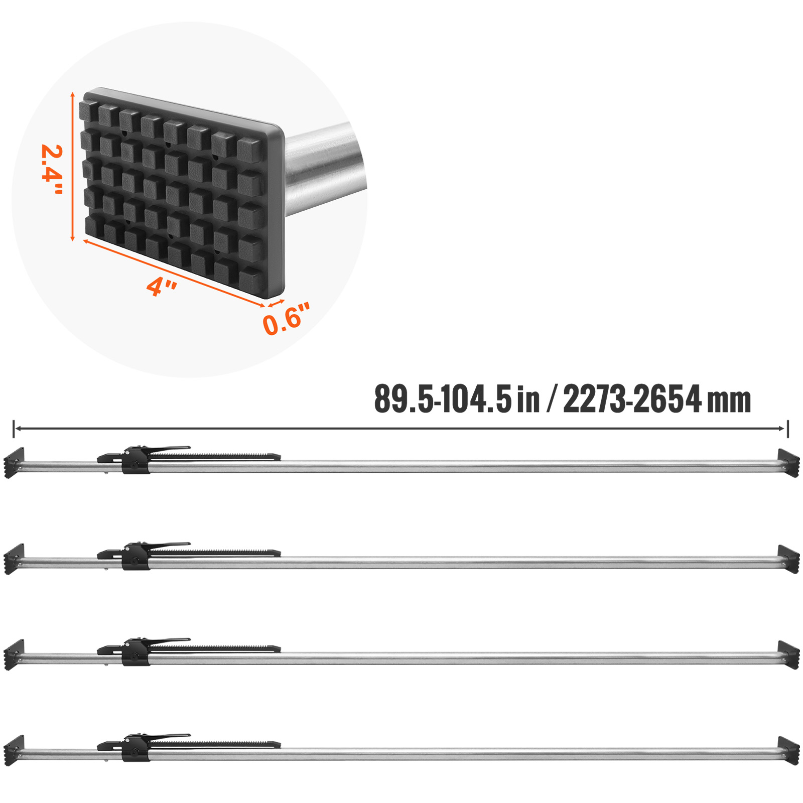 VEVOR Cargo Bar, Ratcheting Cargo Bar Adjustable from 89" to 104 ...