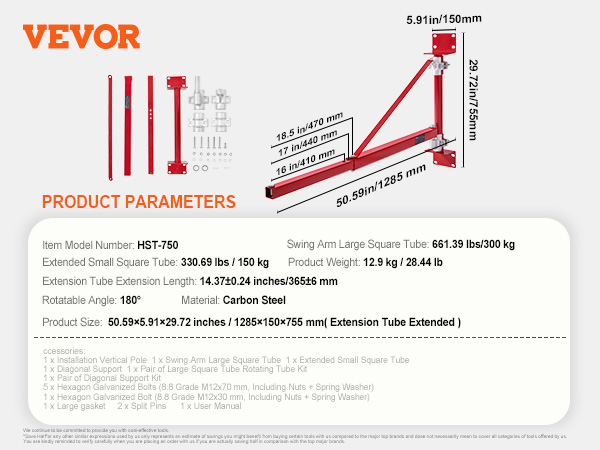 VEVOR Brazo de Soporte de Polipasto Eléctrico Brazo Oscilante de ...
