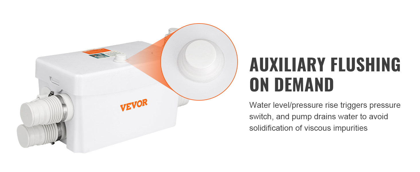 VEVOR Macerator Pump, 350W, 6000 L/h Flow, 23 ft/7 m Head, Macerator ...