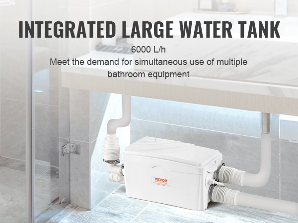 VEVOR Macerator Pump, 350W, 6000 L/h Flow, 23 ft/7 m Head, Macerator ...