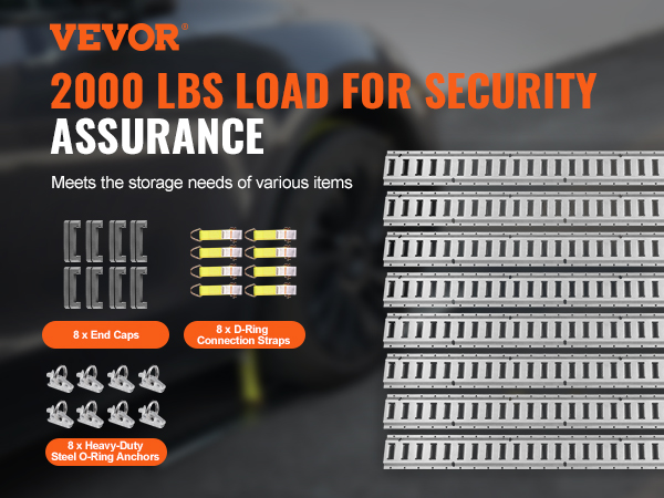 VEVOR E Track Tie-Down Rail Kit, 24PCS 5' E-Tracks Set Includes 8 Steel ...
