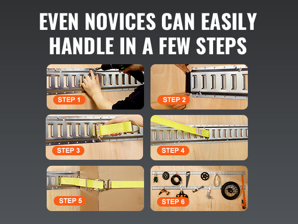 VEVOR E Track Tie-Down Rail Kit, 24PCS 5' E-Tracks Set Includes 8 Steel ...