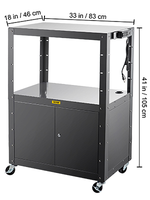 VEVOR Steel AV Cart, 41 Inch Height Adjustable Media Cart with Locking ...