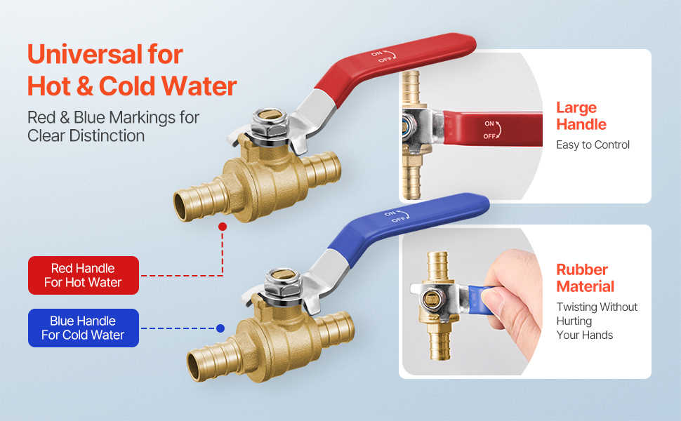PEX Ball Valve 10 Pieces 1/2 in PEX Brass Ball Valve Full Port Brass ...