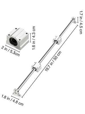 Riel lineal VEVOR 2 piezas 16x500 mm Eje óptico con bloque de cojinete y soporte de guía | VEVOR MX