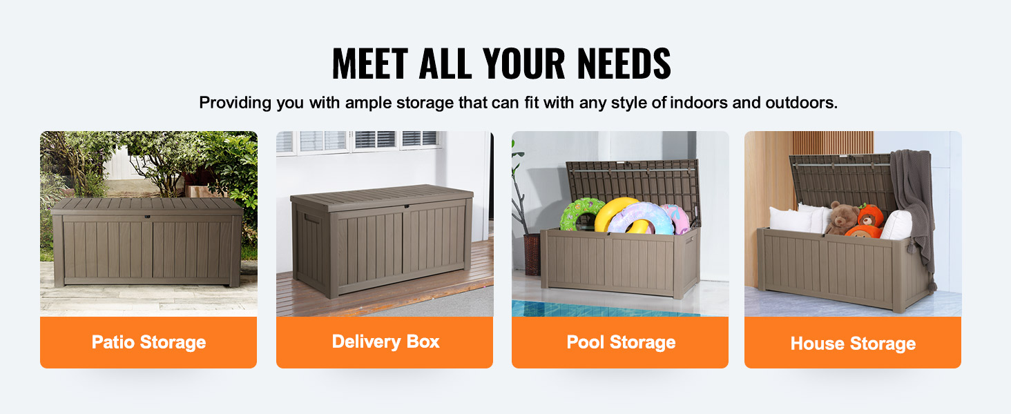 Patio Storage Box Outdoor Deck Box, 120 Gallon Small Garden Storage Box ...