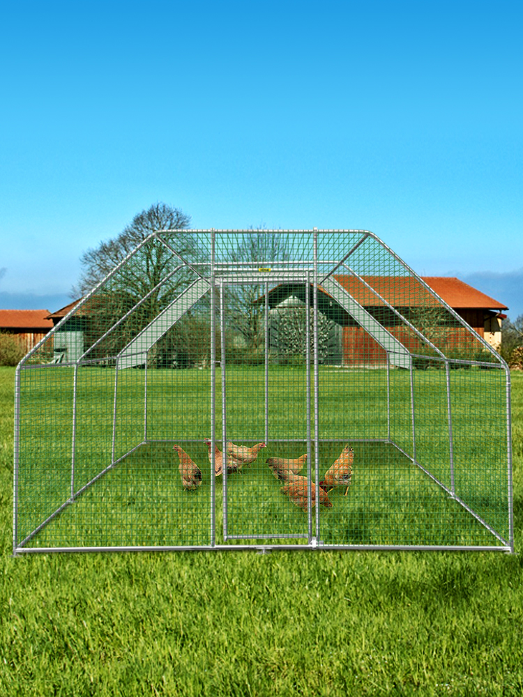Vevor Large Metal Chicken Coop Hen Run House Flat Walk-in Cage 19.3x9 ...