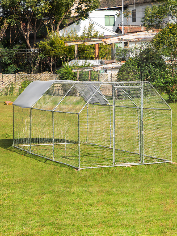 VEVOR Metal Chicken Coop, 9.2'x18.4'x6.4' Large Walk-in Hen House with ...