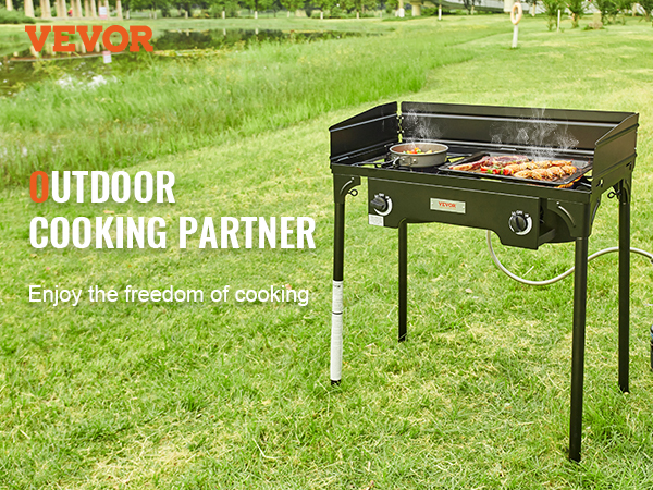 VEVOR Double Burner Outdoor Camping Stove, 60,000-BTU Camping Modular ...