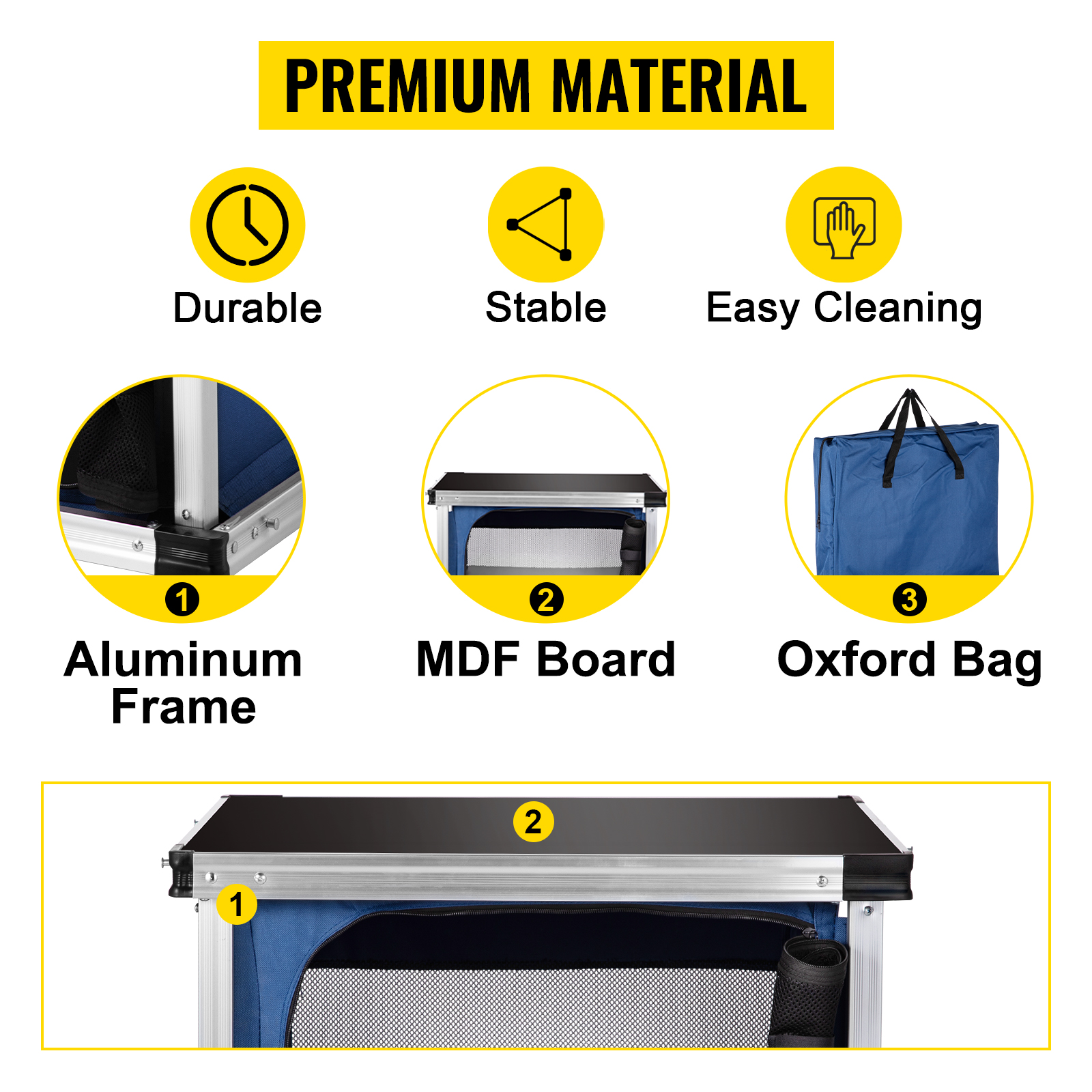 VEVOR Camping Kitchen Table, Pop-up Aluminum Portable Folding Cook ...