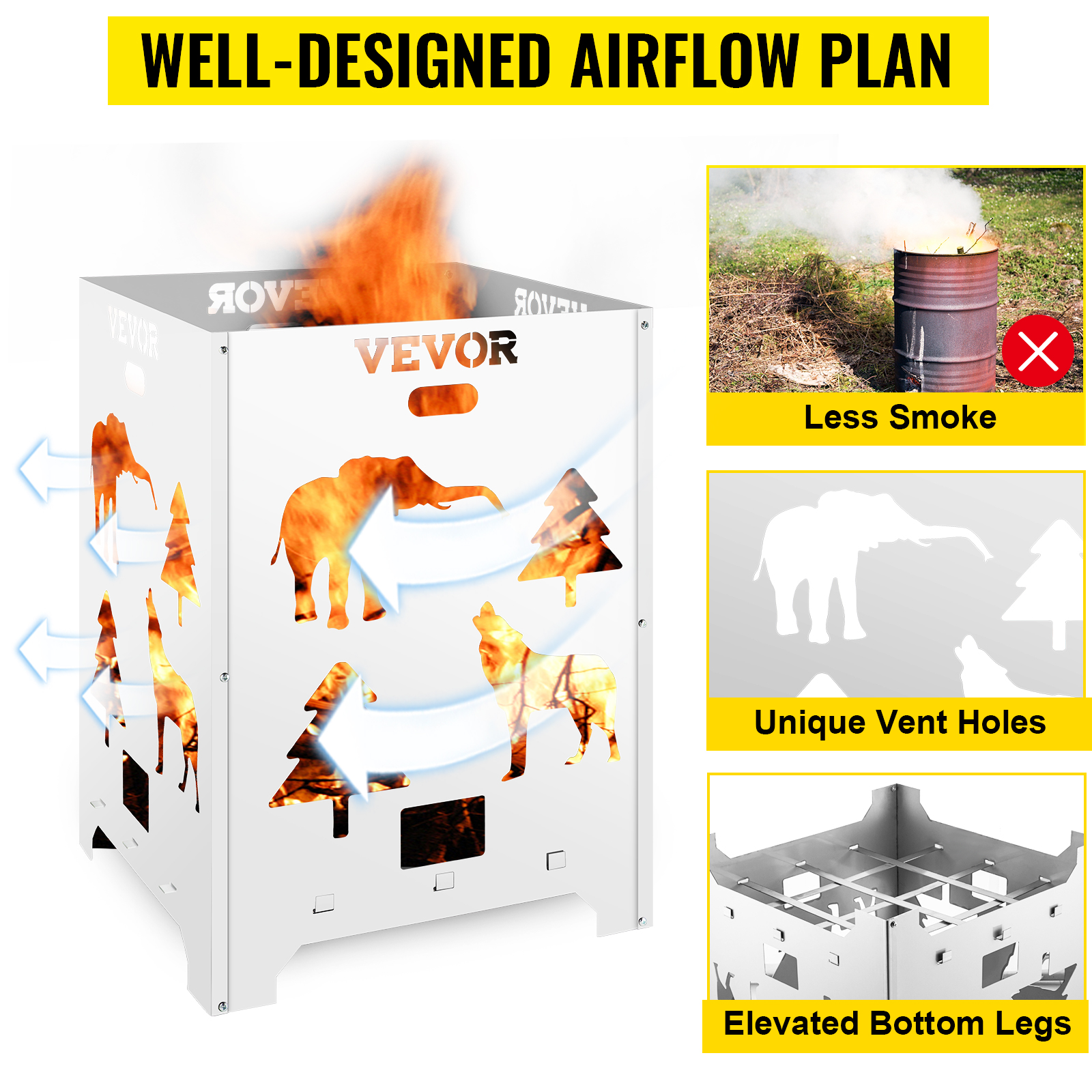 Vevor Burn Barrel Burn Drum Incinerator Barrel 24x24x34 Inch For Yard Waste | VEVOR US