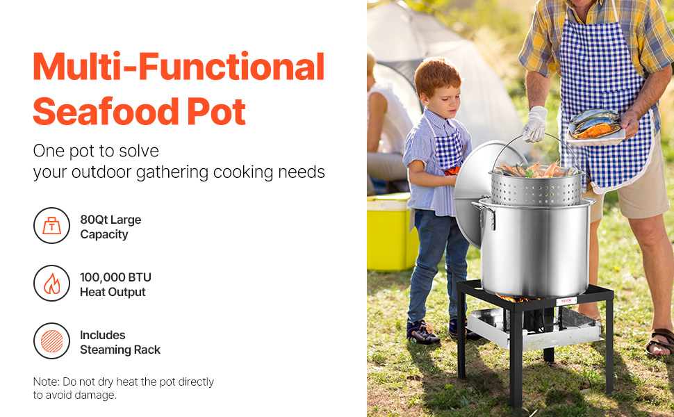80 Qt Seafood Boiling Kit with Strainer Outdoor Crab Crawfish Cooking ...