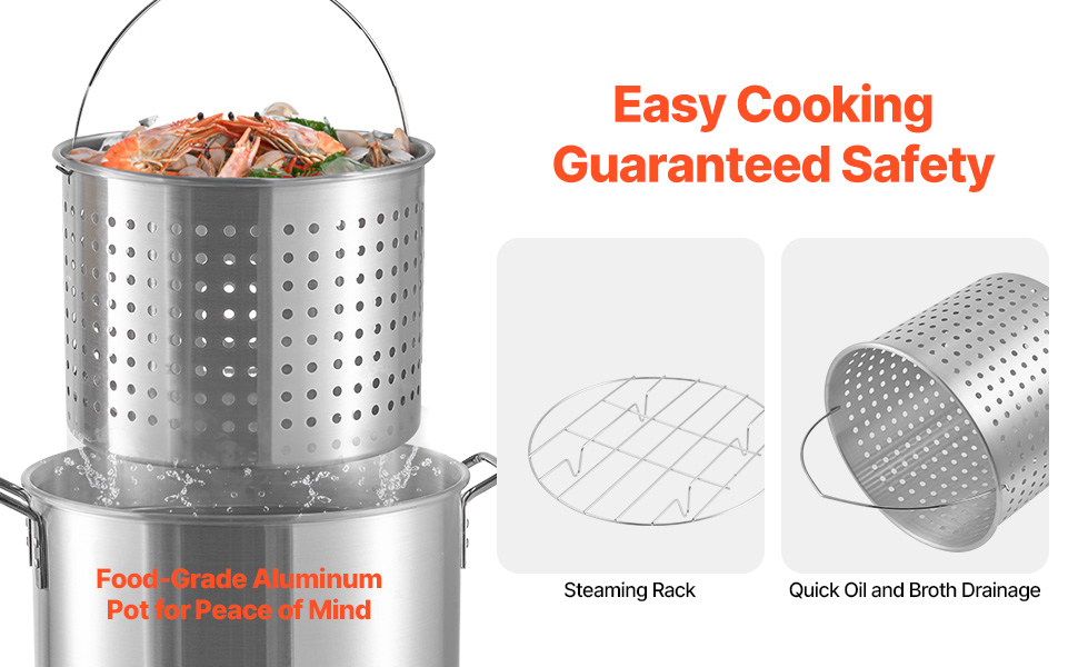 80 Qt Seafood Boiling Kit with Strainer Outdoor Crab Crawfish Cooking ...
