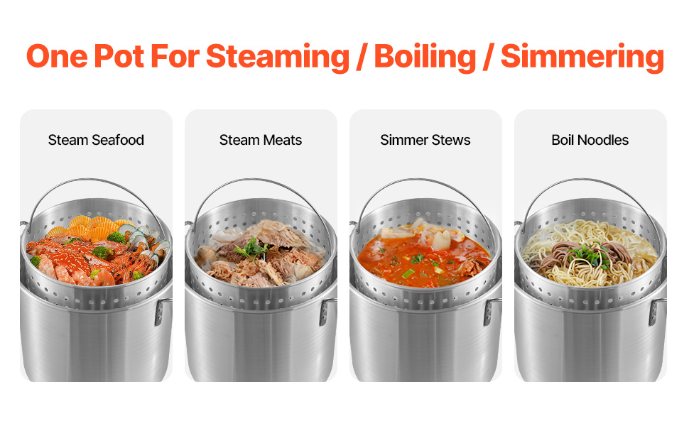 VEVOR 100 Qt Seafood Boiling Kit with Strainer Outdoor Crab Crawfish ...