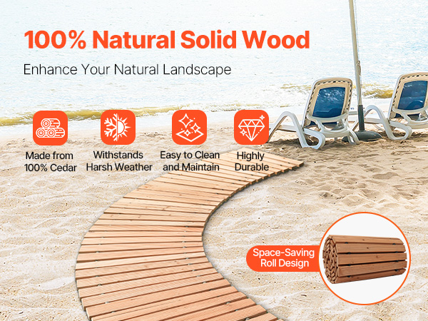 VEVOR 8 stop L x 17 in W Zakřivená dřevěná zahradní cesta Roll Out ...