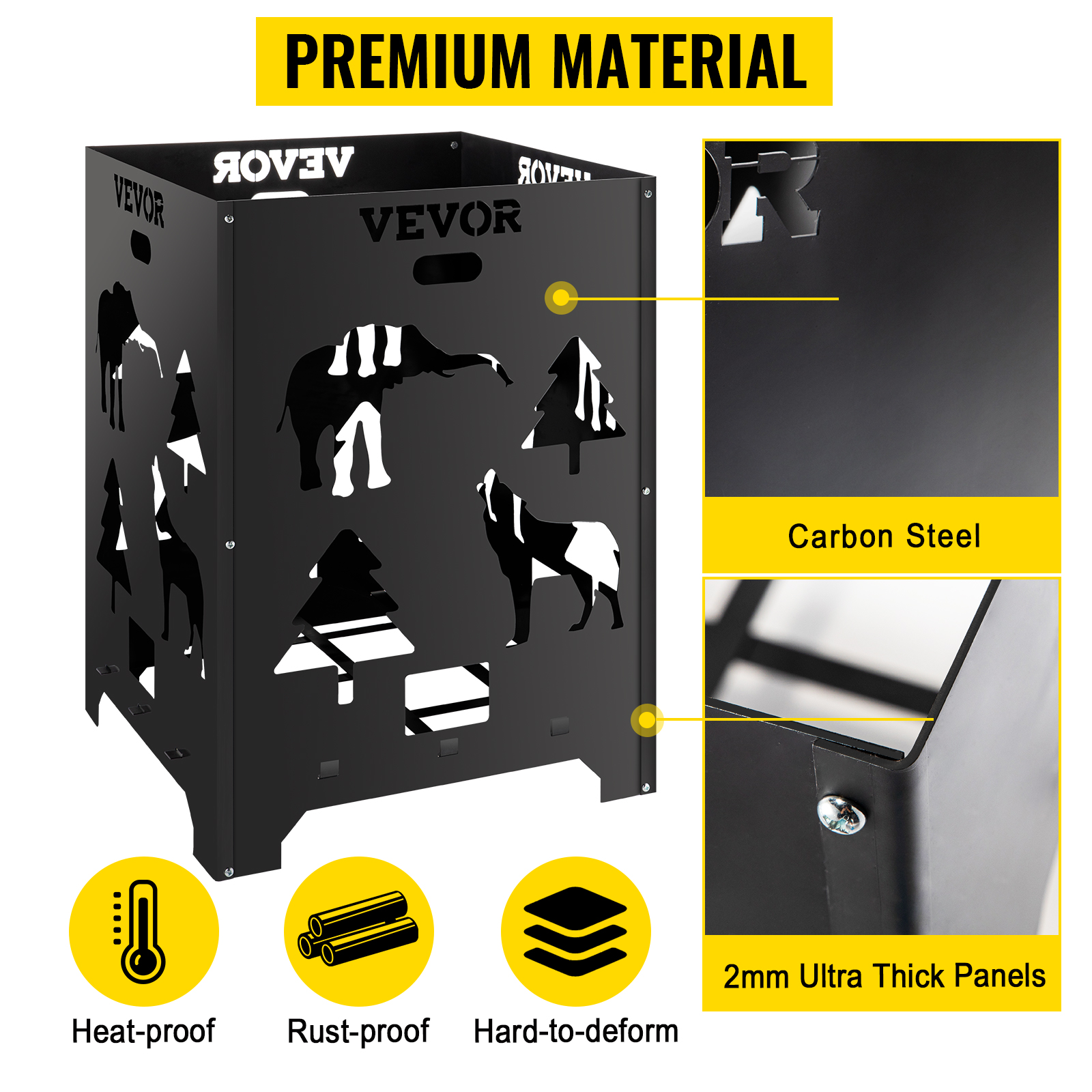 VEVOR Burn Barrel, 22x22x30.3 inch Burn Cage, Carbon Steel Cage ...