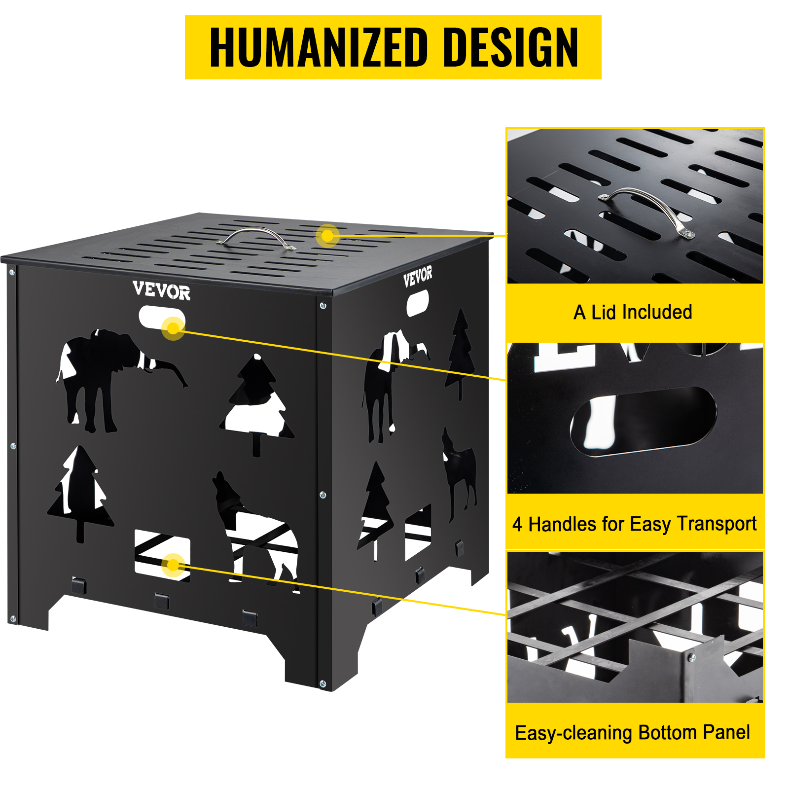 VEVOR Burn Barrel, 22x22x22 inch Burn Cage, Carbon Steel Cage ...