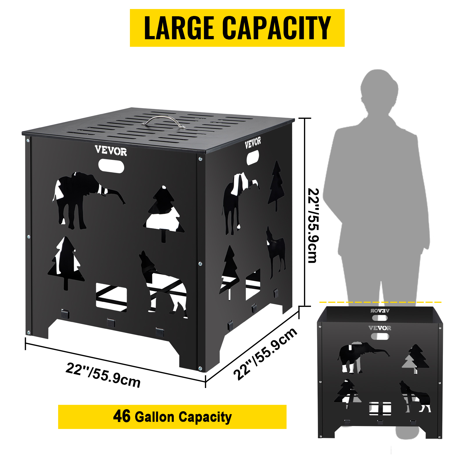 VEVOR Burn Barrel, 22x22x22 inch Burn Cage, Carbon Steel Cage ...