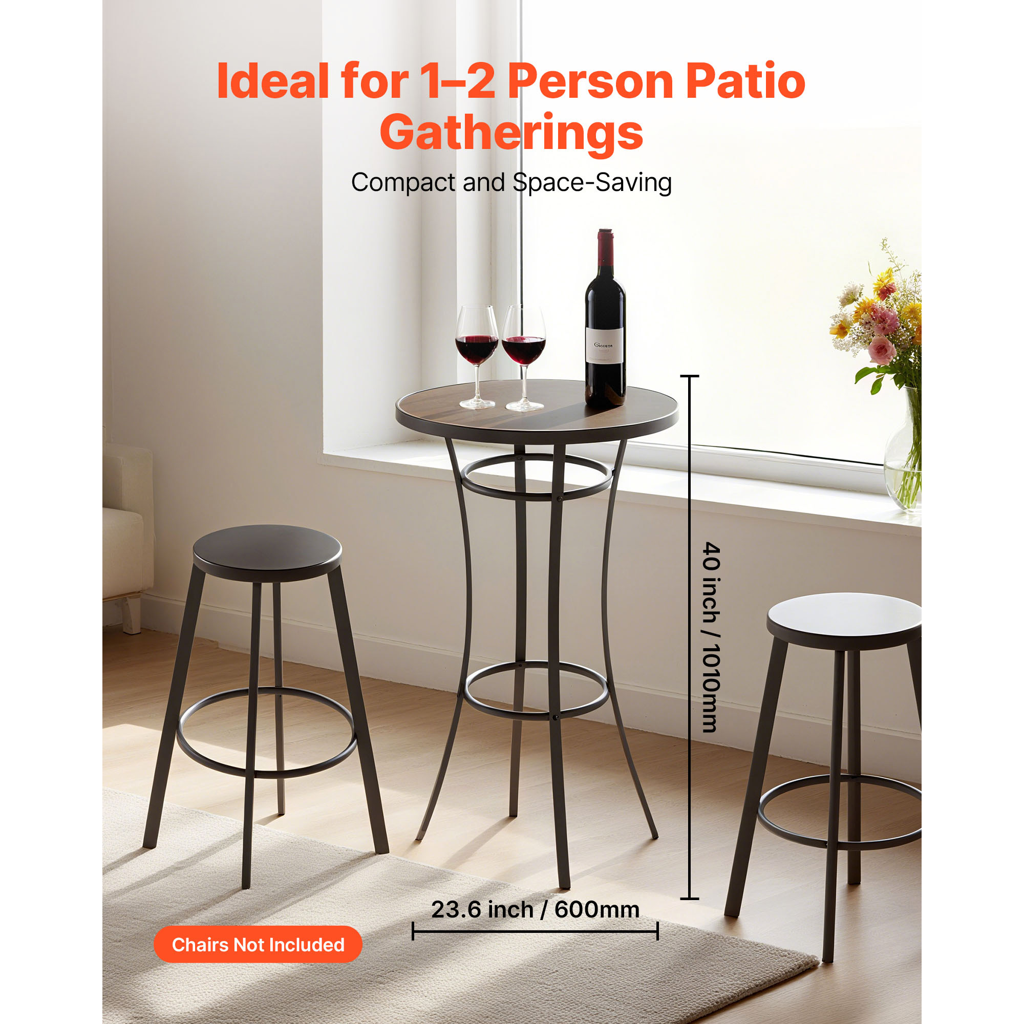 Mophorn Outdoor Round Bar Table, 23.7 in Counter Height Bistro Table ...
