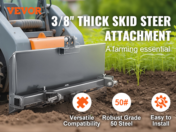 VEVOR Universal 3-point Skid Steer Plate, 3/8" Skid Steer Attachment ...