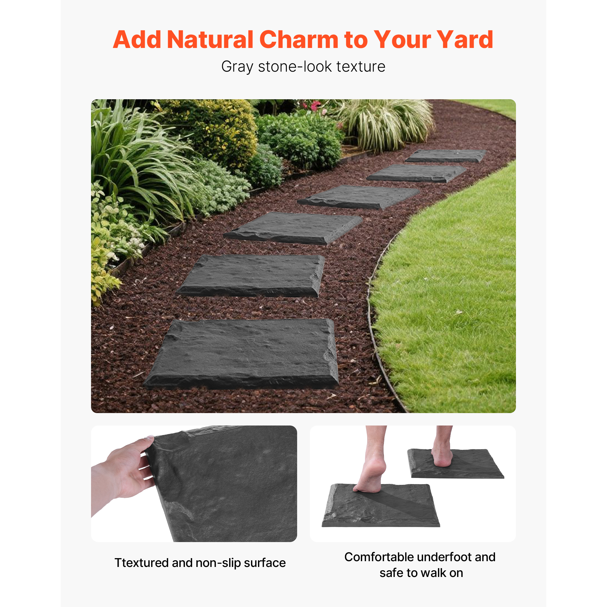 Mophorn Decorative Garden Stepping Stones, 8 Pieces 15.5 x 15.5 in ...